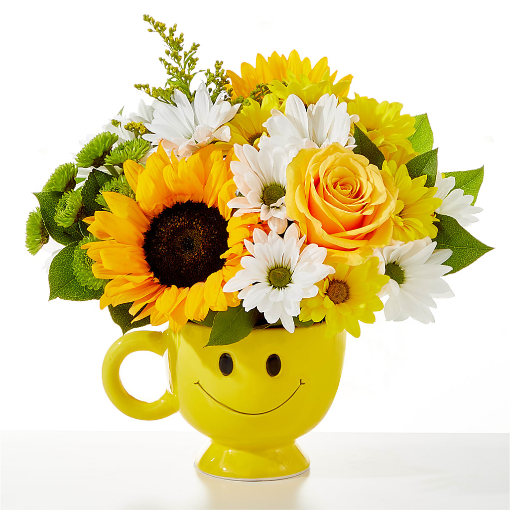 Be Happy Bouquet – green, white, yellow flower arrangement | Ottawa, ON ...